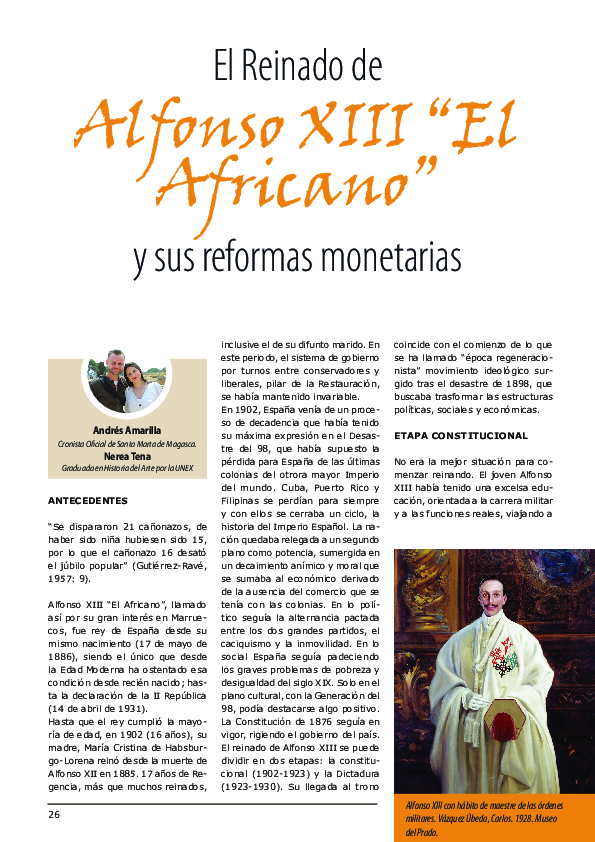 (PDF) El reinado de Alfonso XIII "El Africano" y sus reformas monetarias