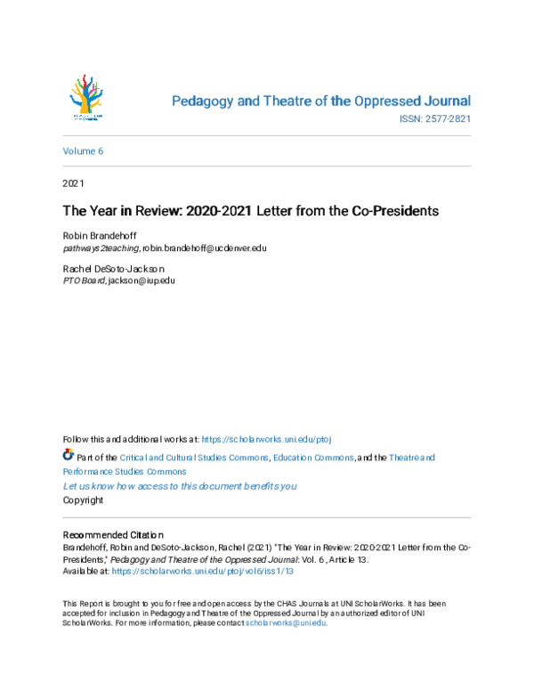 (PDF) The Year in Review: 2020-2021 Letter from the Co-Presidents