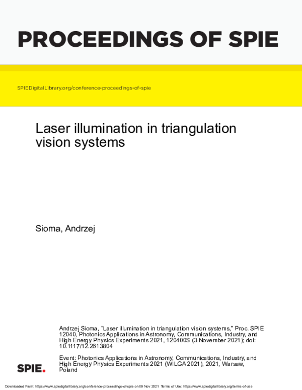 (PDF) Laser illumination in triangulation vision systems