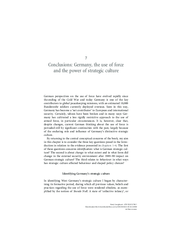 (PDF) Conclusions: Germany, the use of force and the power of strategic ...