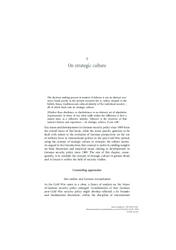 (PDF) On strategic culture