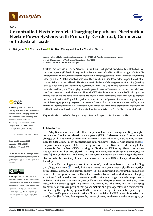 (PDF) Uncontrolled Electric Vehicle Charging Impacts on Distribution ...