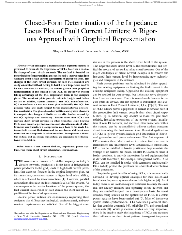Pdf Closed Form Determination Of The Impedance Locus Plot Of Fault
