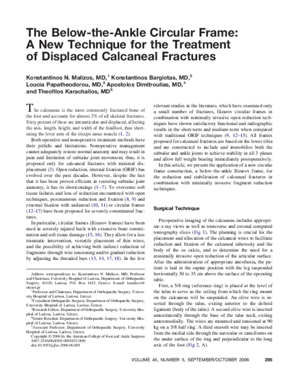 (PDF) The Below-the-Ankle Circular Frame: A New Technique for the ...