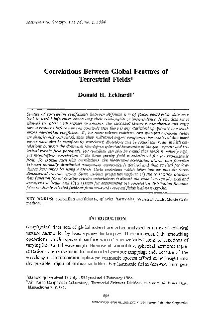 (PDF) Correlations between global features of terrestrial fields