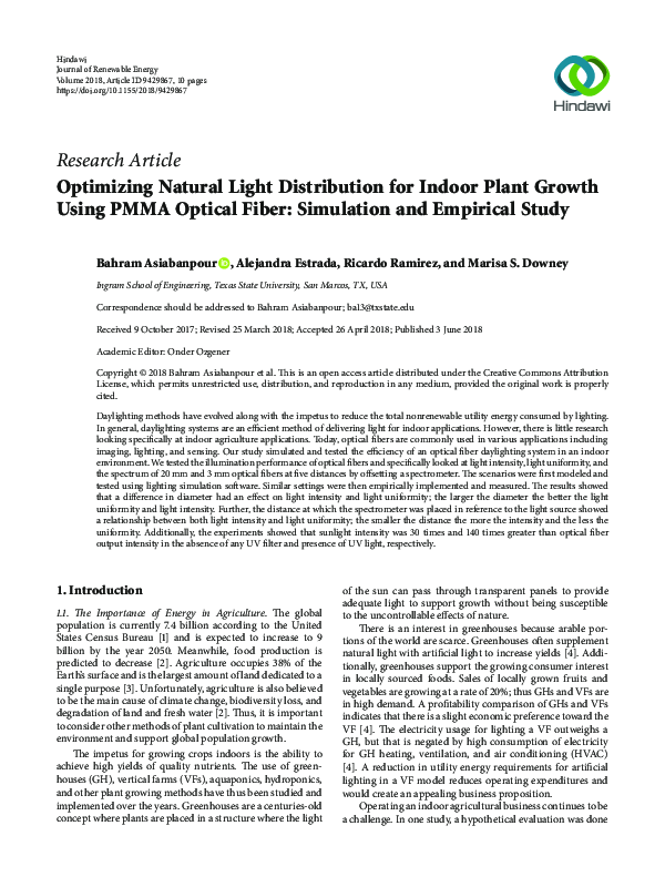 (PDF) Optimizing Natural Light Distribution for Indoor Plant Growth ...