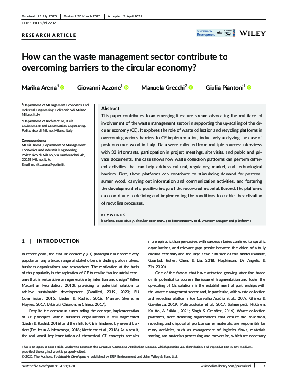 (PDF) How can the waste management sector contribute to overcoming ...