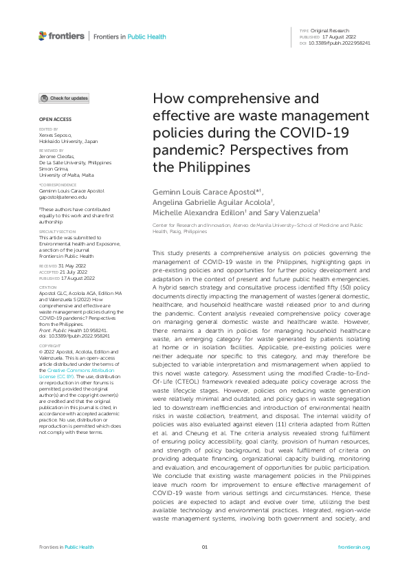 (PDF) How comprehensive and effective are waste management policies ...
