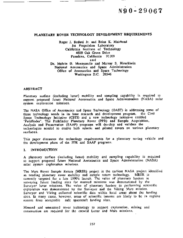 (PDF) Planetary rover technology development requirements