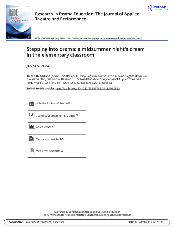 (PDF) Stepping into drama: a midsummer night's dream in the elementary ...