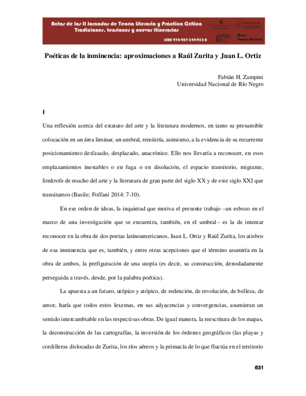 (PDF) Poéticas de la inminencia. Aproximaciones a Raúl Zurita y Juan L ...