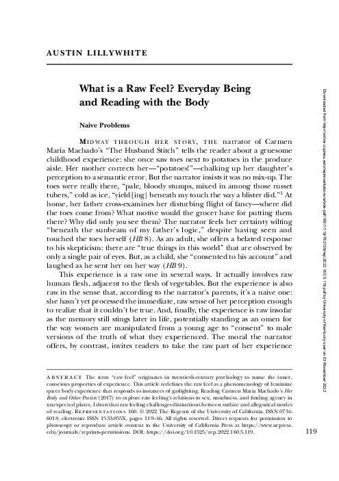 (PDF) What Is a Raw Feel? Everyday Being and Reading with the Body