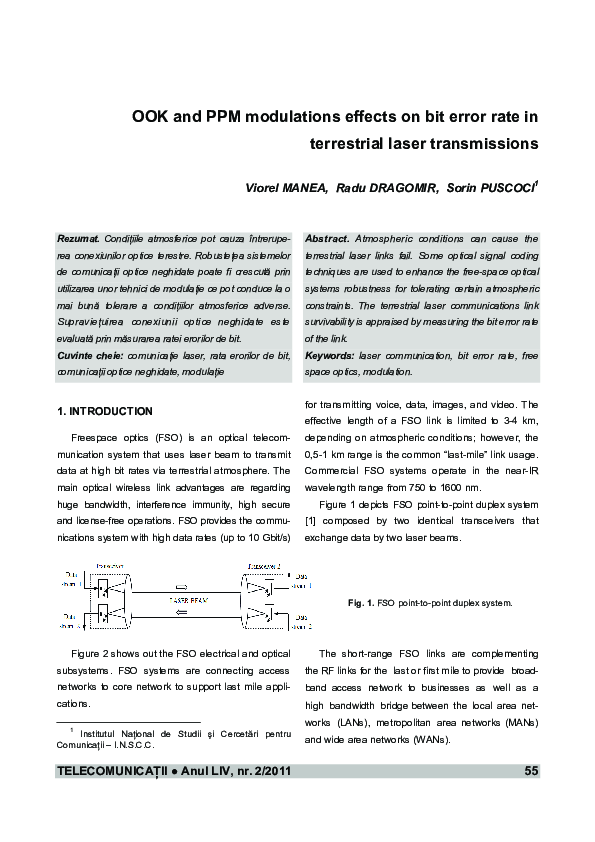 (PDF) OOK and PPM modulations effects on bit error rate in terrestrial ...