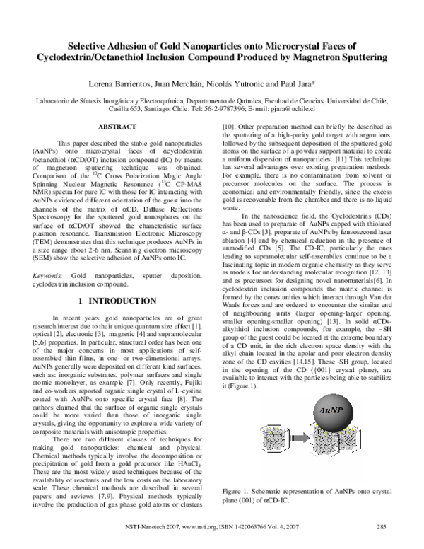 (PDF) Ordered arrangement of gold nanoparticles on an α-cyclodextrin ...