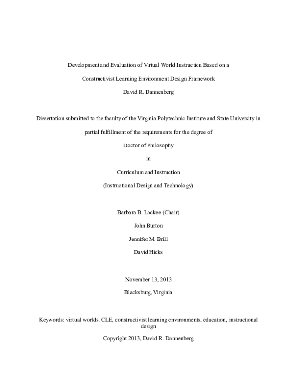 (PDF) Development and Evaluation of Virtual World Instruction Based on a Constructivist Learning ...