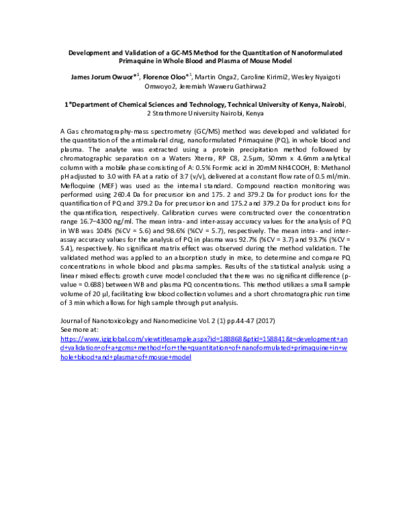 (PDF) Development and Validation of a GC-MS Method for the Quantitation of Nanoformulated ...