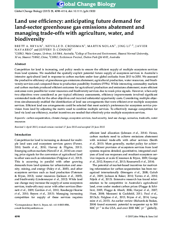 (PDF) Land use efficiency: anticipating future demand for land-sector ...