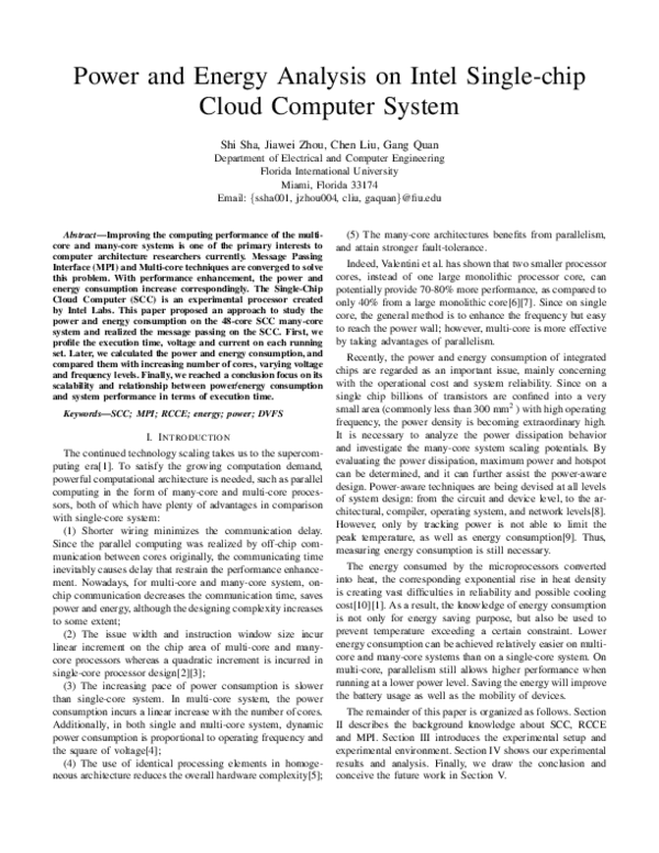 Pdf Power And Energy Analysis On Intel Single Chip Cloud Computer System