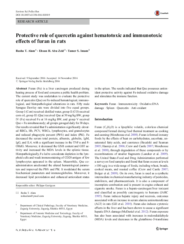 (PDF) Protective role of quercetin against hematotoxic and immunotoxic ...
