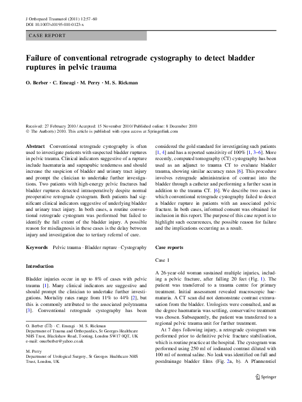 (PDF) Failure of conventional retrograde cystography to detect bladder ...