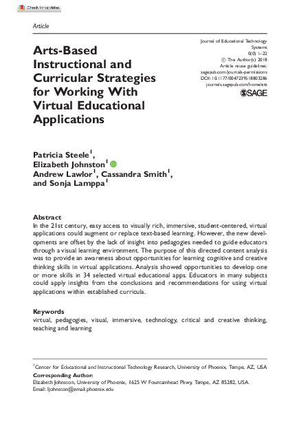(PDF) Arts-Based Instructional and Curricular Strategies for Working With Virtual Educational ...
