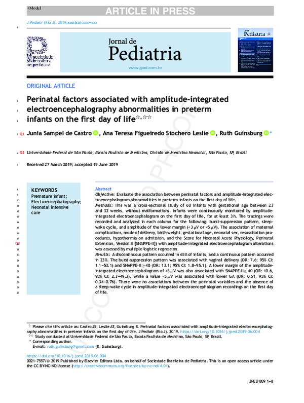 (PDF) Perinatal factors associated with amplitude-integrated ...