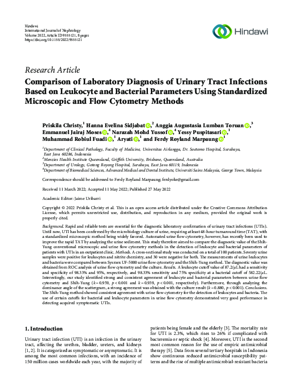 (PDF) Comparison of Laboratory Diagnosis of Urinary Tract Infections ...