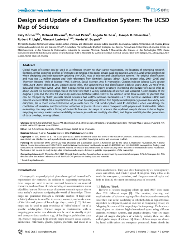 (PDF) Design and Update of a Classification System: The UCSD Map of Science