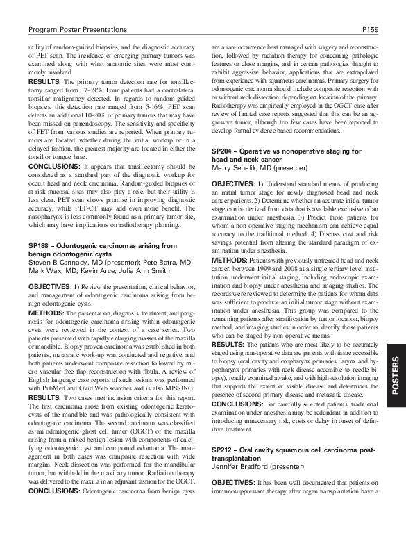 (PDF) SP188 – Odontogenic carcinomas arising from benign odontogenic cysts