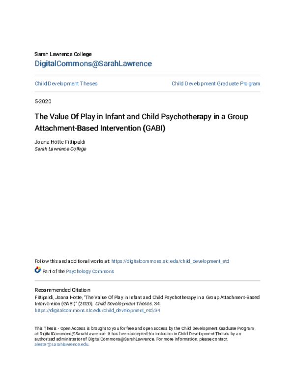 (PDF) The Value Of Play in Infant and Child Psychotherapy in a Group ...