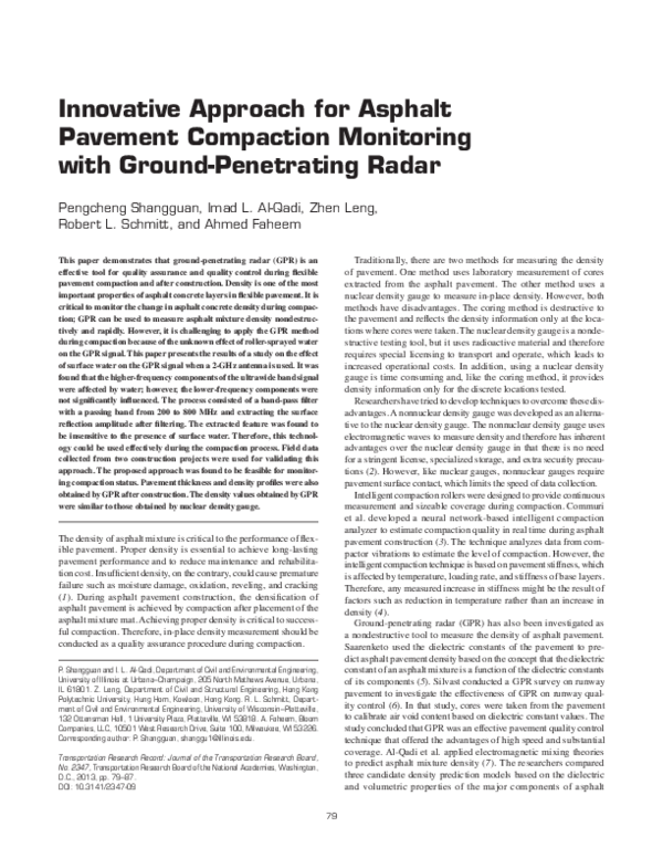 Pdf Innovative Approach For Asphalt Pavement Compaction Monitoring With Ground Penetrating Radar