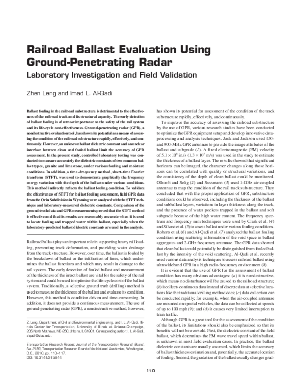 (PDF) Railroad Ballast Evaluation Using Ground-Penetrating Radar