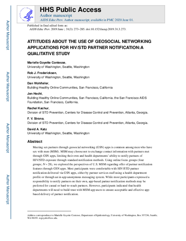 (PDF) Attitudes About the Use of Geosocial Networking Applications for ...