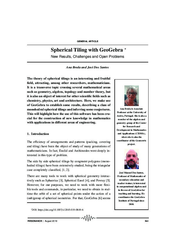 (PDF) Spherical Tiling with GeoGebra ∗ New Results , Challenges and Open Problems