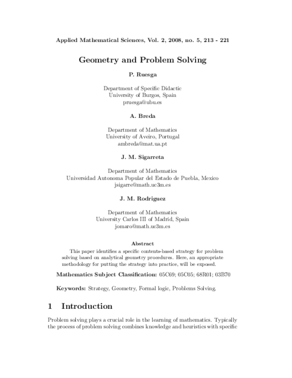 (PDF) Geometry and Problem Solving