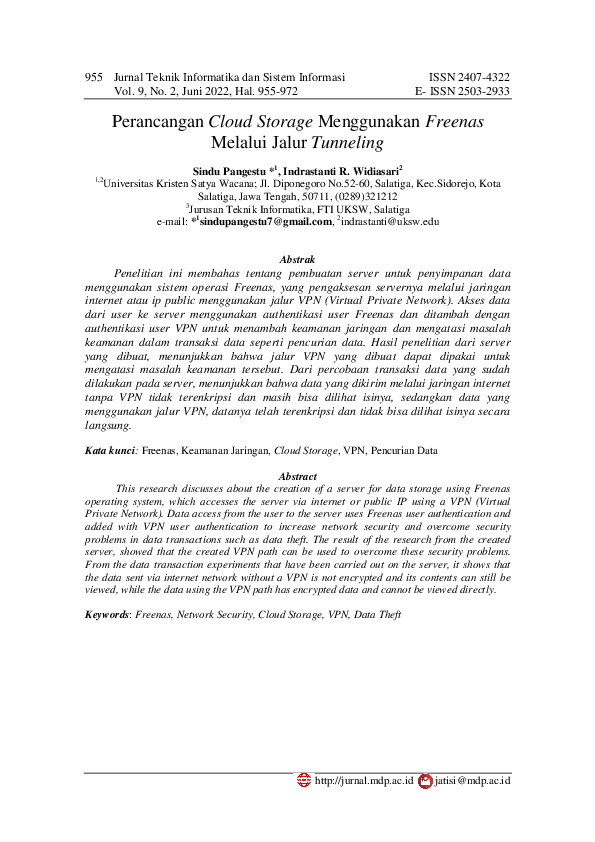 (PDF) Perancangan Cloud Storage Menggunakan Freenas Melalui Jalur Tunneling