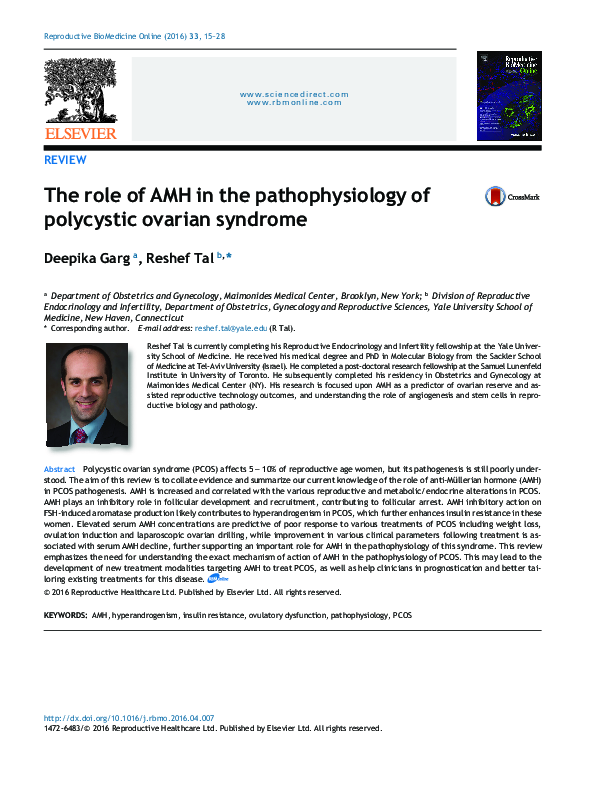 (PDF) The role of AMH in the pathophysiology of polycystic ovarian ...