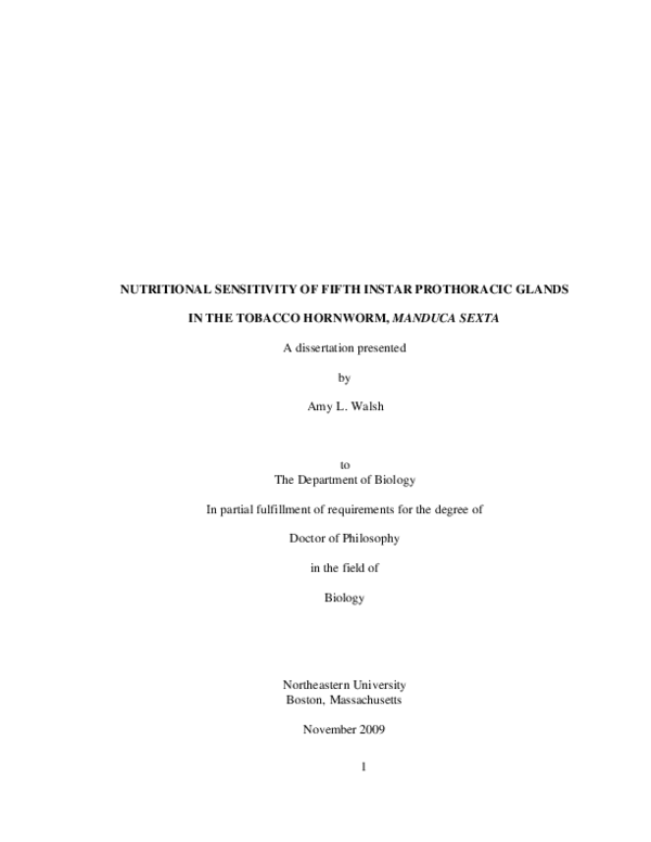 (PDF) Nutritional sensitivity of fifth instar prothoracic glands in the ...
