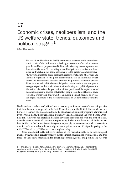 (PDF) Economic crises, neoliberalism, and the US welfare state