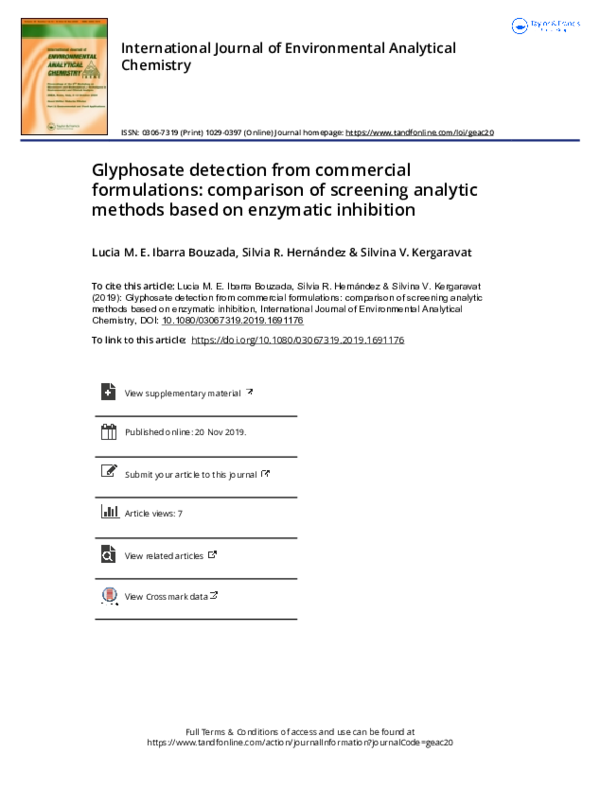 (PDF) Glyphosate detection from commercial formulations: comparison of screening analytic ...