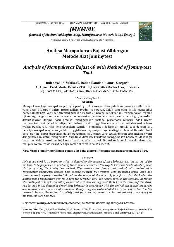 (PDF) Analisa Mampu Keras Baja ST 60 Dengan Metode Alat Jominy Test