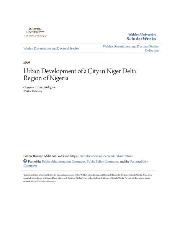 (PDF) Urban Development of a City in Niger Delta Region of Nigeria