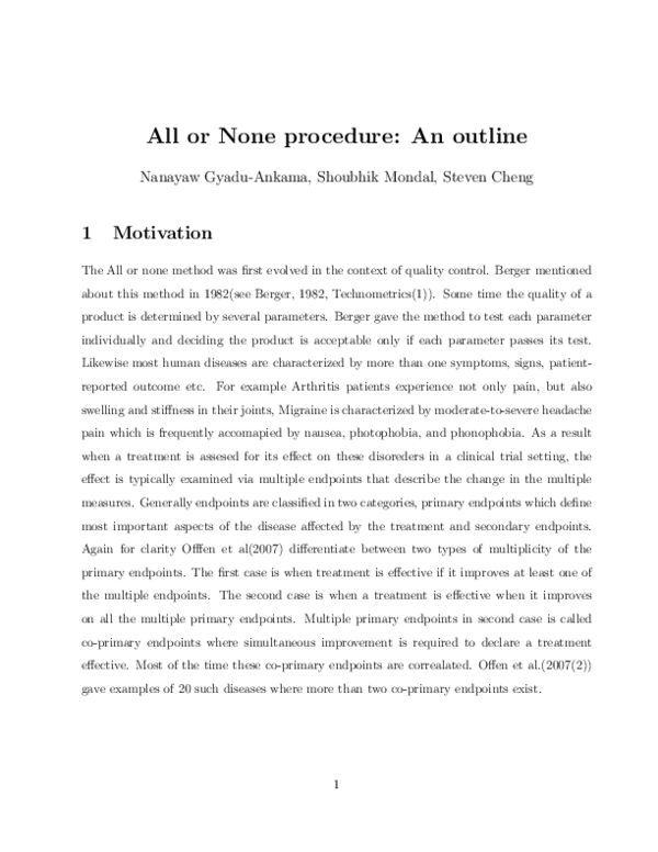 (PDF) All or None procedure : An outline