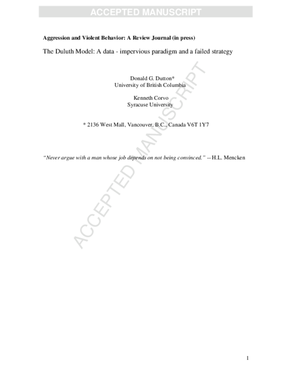 (PDF) The Duluth model: A data-impervious paradigm and a failed strategy