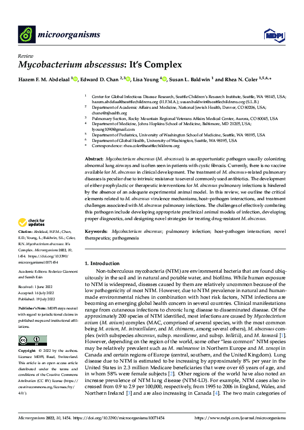 (PDF) Mycobacterium abscessus: It’s Complex