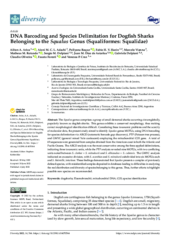 (PDF) DNA Barcoding and Species Delimitation for Dogfish Sharks Belonging to the Squalus Genus ...