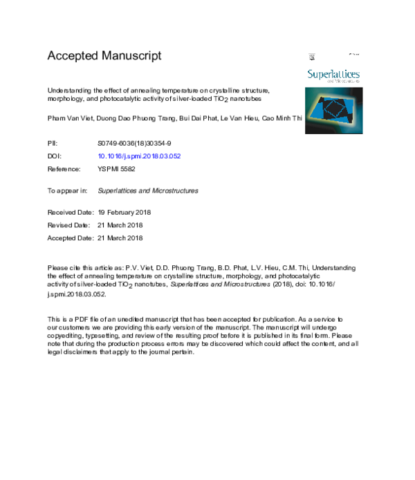 Pdf Understanding The Effect Of Annealing Temperature On Crystalline