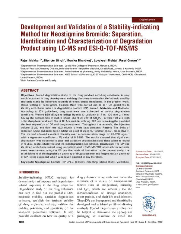 (PDF) Development and Validation of a Stability-indicating Method for Neostigmine Bromide ...