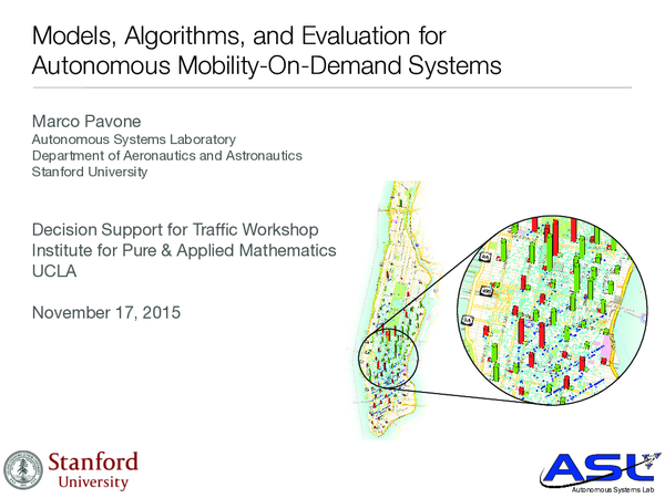 (PDF) Models, algorithms, and evaluation for autonomous mobility-on-demand systems