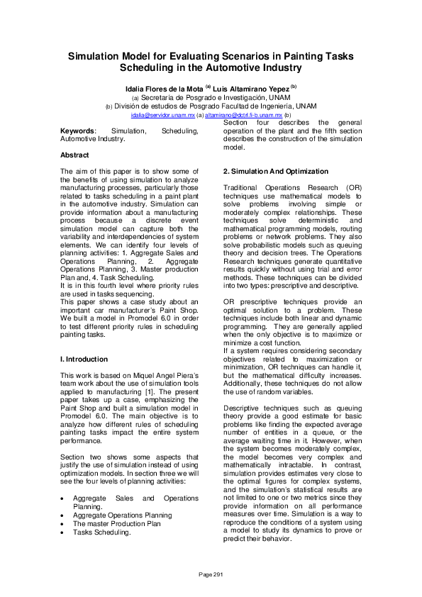 (PDF) Simulation model for evaluating scenarios in painting tasks scheduling in the automotive ...